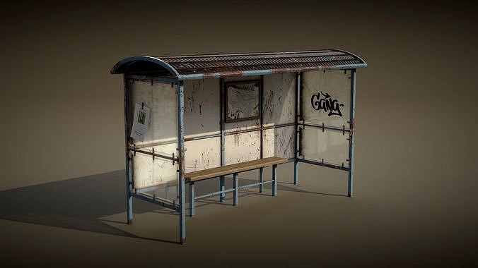 Old Bus Stop 3d model