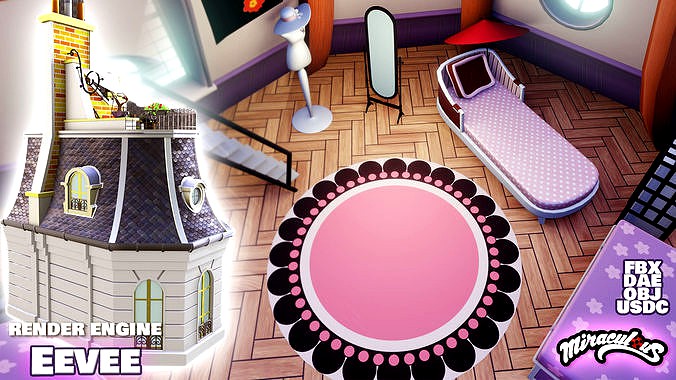 Miraculous Ladybug Marinette Room 3d model