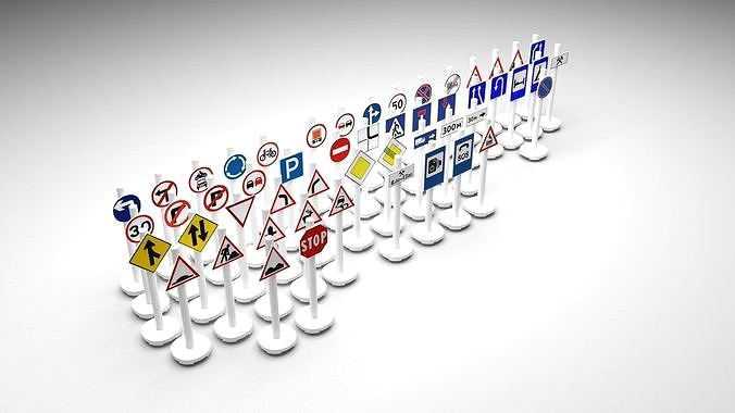 Lego Toy Road Signs Set 3d model