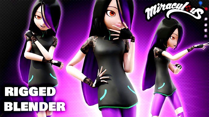 Miraculous Juleka Animated Rigged 2022 3d model