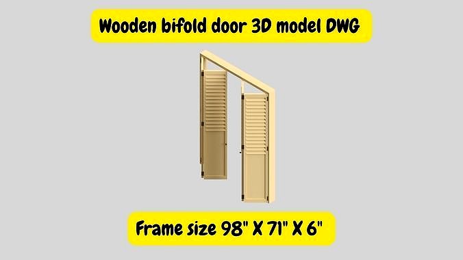 3D model of a wooden bifold door modeled in AutoCAD