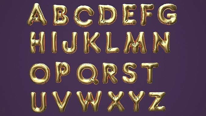 Inflated Letters Alphabet PBR 3d model
