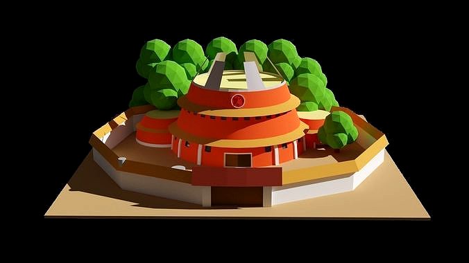 Lowpoly Hokage Tower From Naruto anime made In Blender 3d model