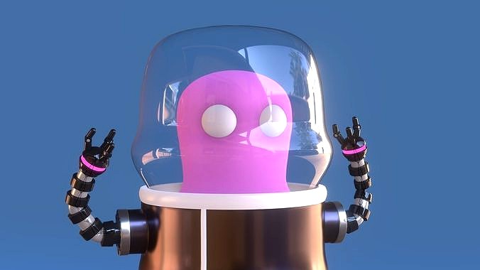 Pink Alien rigged Character 3d model