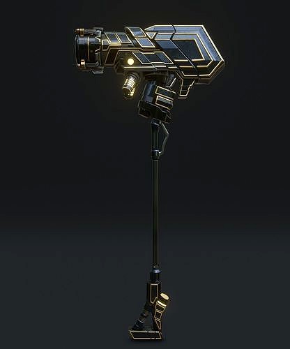 Stylized Sci Fi Hammer weapon PBR mid-poly Gameready 3d model