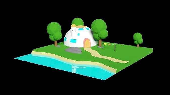 Lowpoly Son Gokus House From Dragon ball 3d model