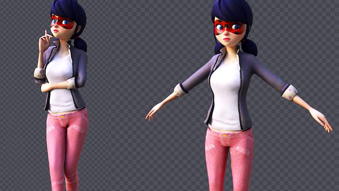 Miraculous LADYBUG Marinette Animated Rigged with clothes 3d model
