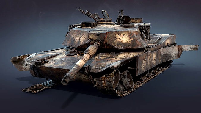 Destroyed tank M1A1 Abrams 3d model
