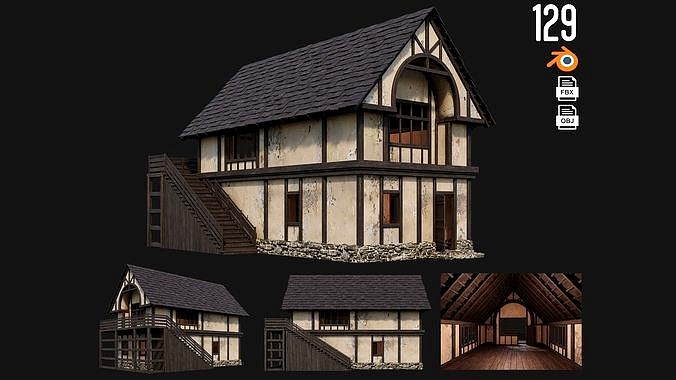 Old Medieval House 4K Textures GameReady 129 3d model