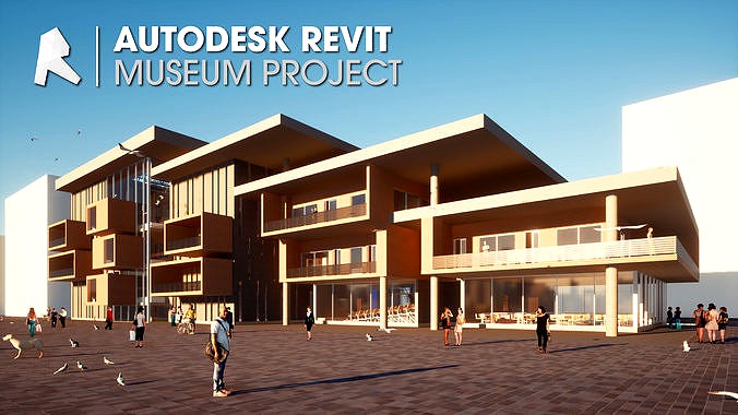 Museum Building Complex Revit Project 3d model