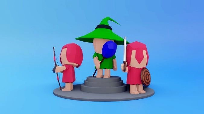 Medieval Low Poly Figure 3d model
