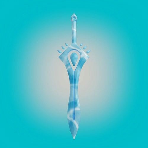 Stylized Water sword PBR low- poly game ready 3d model
