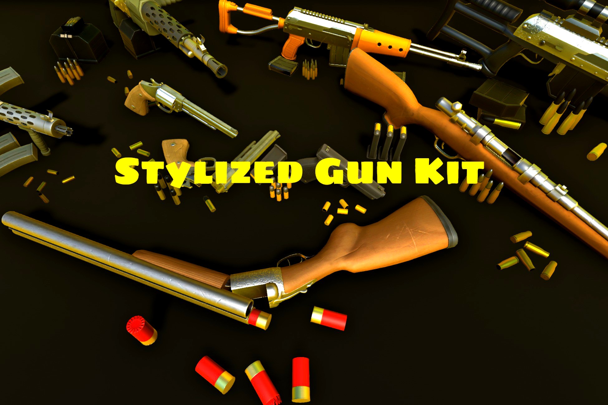 Stylized guns kit 3d model