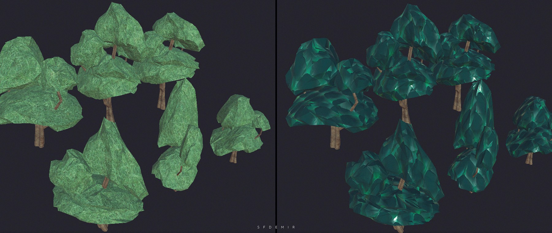 Low Poly Cartoon Tree Pack 3d model