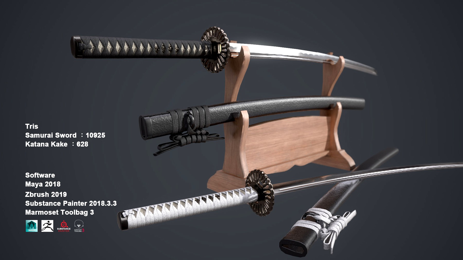Samurai Sword & Katana Kake 3d model