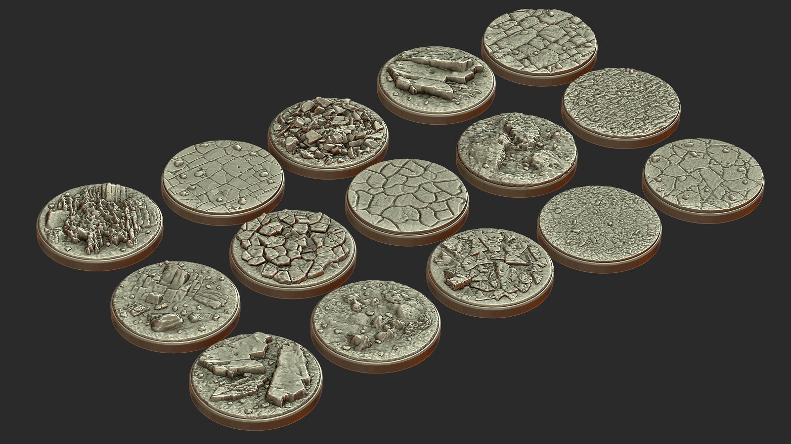 PACK 2 - 15 MINIATURE BASES 50mm 3D Print Ready - .OBJ, .STL files model