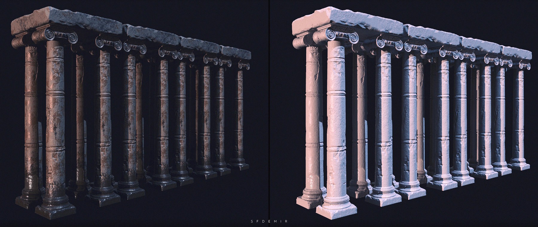 Antique Temple Columns 3d model