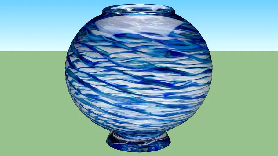 ROUND BLUE GLASS VASE 3d model