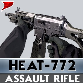 Heat-772 Assault Rifle With Hands 3d model