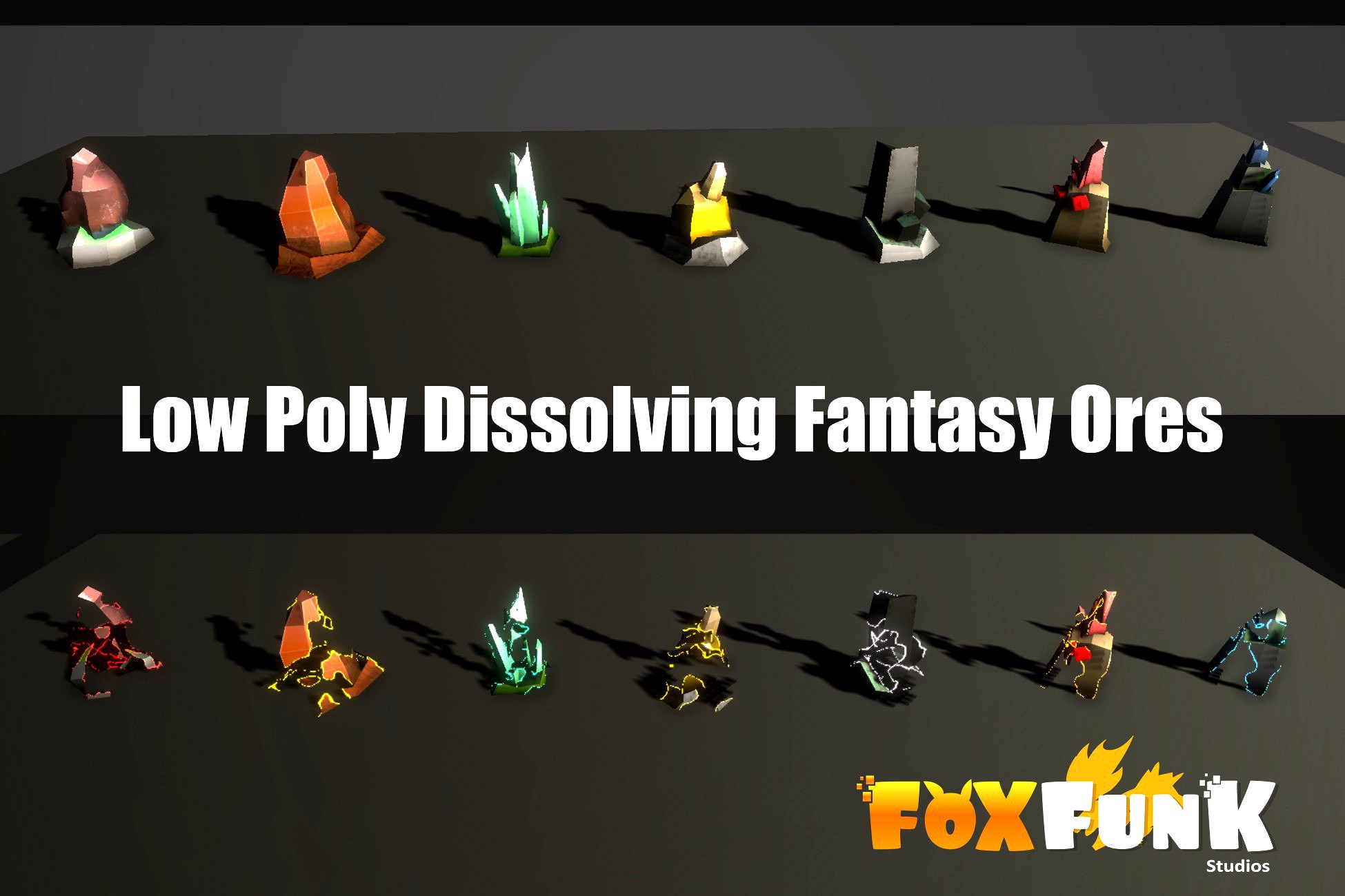 Low Poly Dissolving Fantasy Ores 3d model