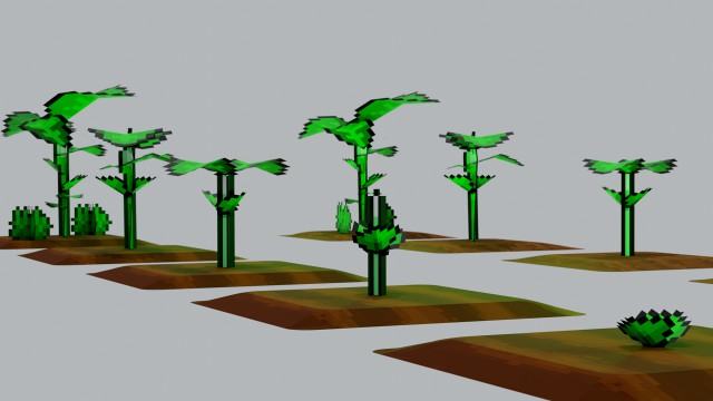 LOW POLY PIXEL ART PLANTS GROWING 3d model