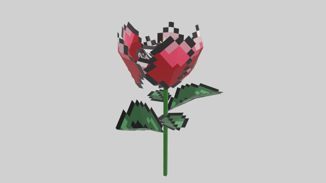 LOW POLY PIXEL ART FLOWER ROSE 3d model