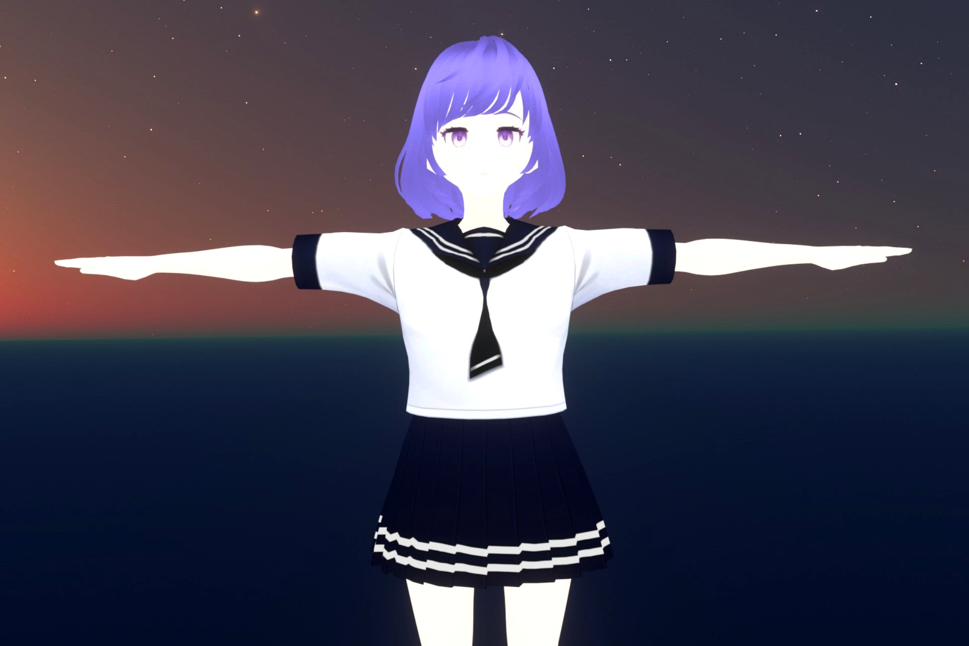 Cute Anime Girl Game Ready Low poly 3D model - Mika