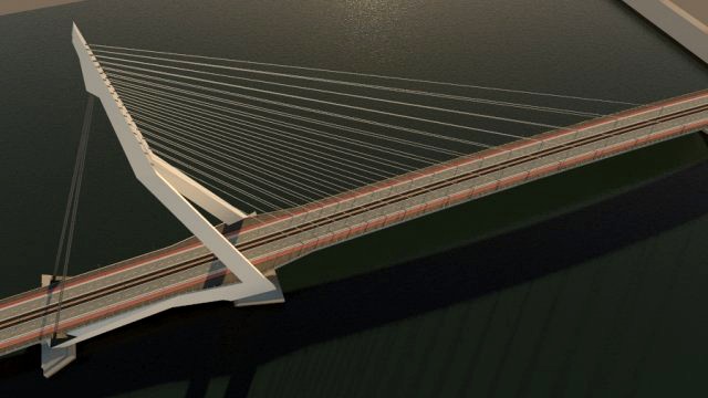 Cable-stayed bridge 3d model