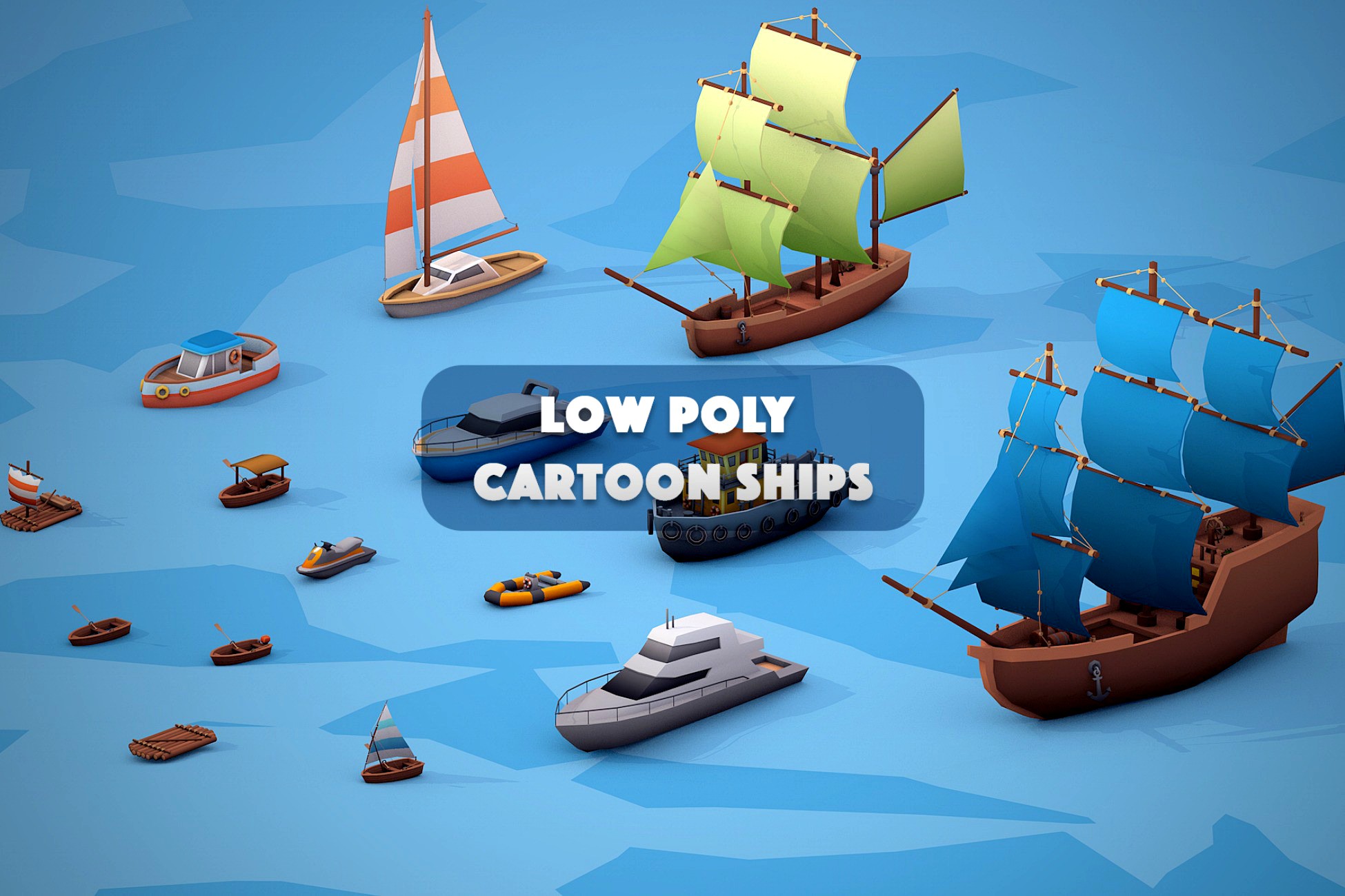 Low Poly Cartoon Ships 3d model