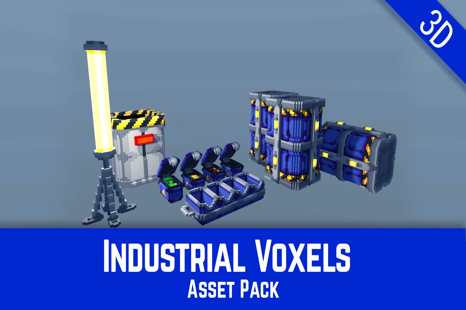 Industrial Voxels Asset pack 3d model