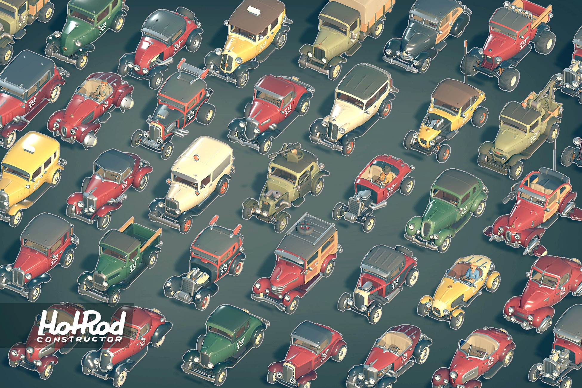 Hot Rod Constructor: Modular Lowpoly Vintage Cars 3d model