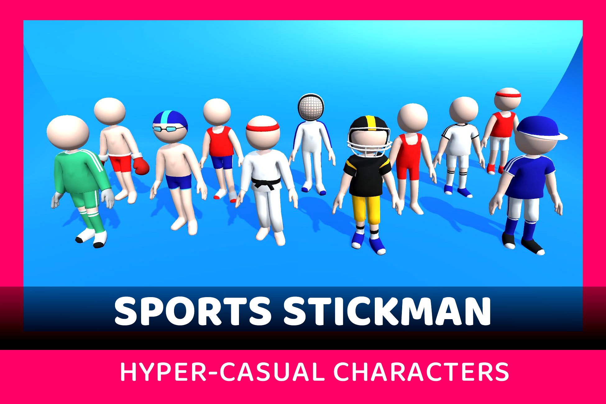 Hyper-Casual Sports Pack Stickman Characters 3d model