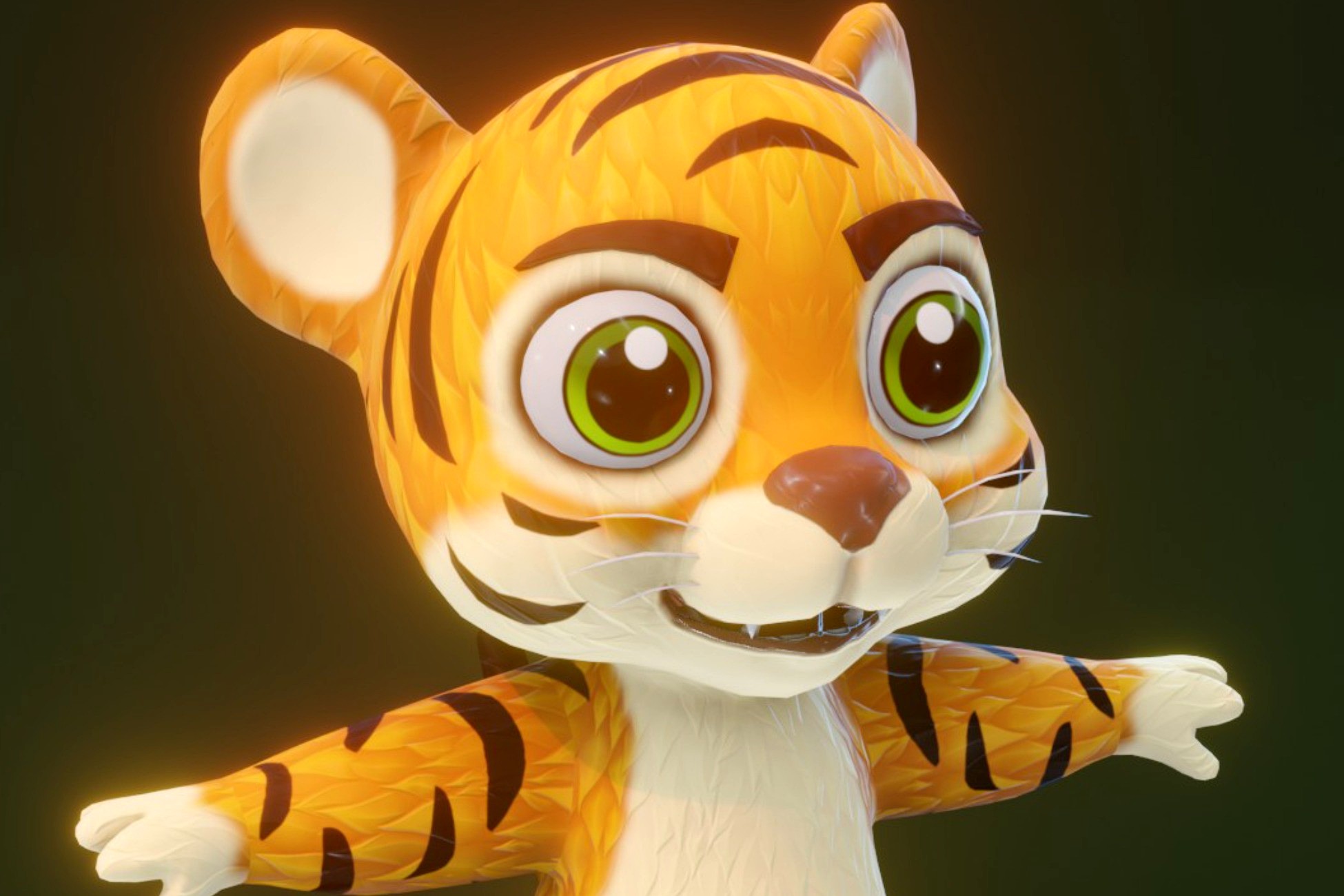 Cartoon Tiger Animated 3D Model
