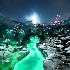 Alien Planet Fantasy Environment - Scifi Rocky Acid Swamp 3d model
