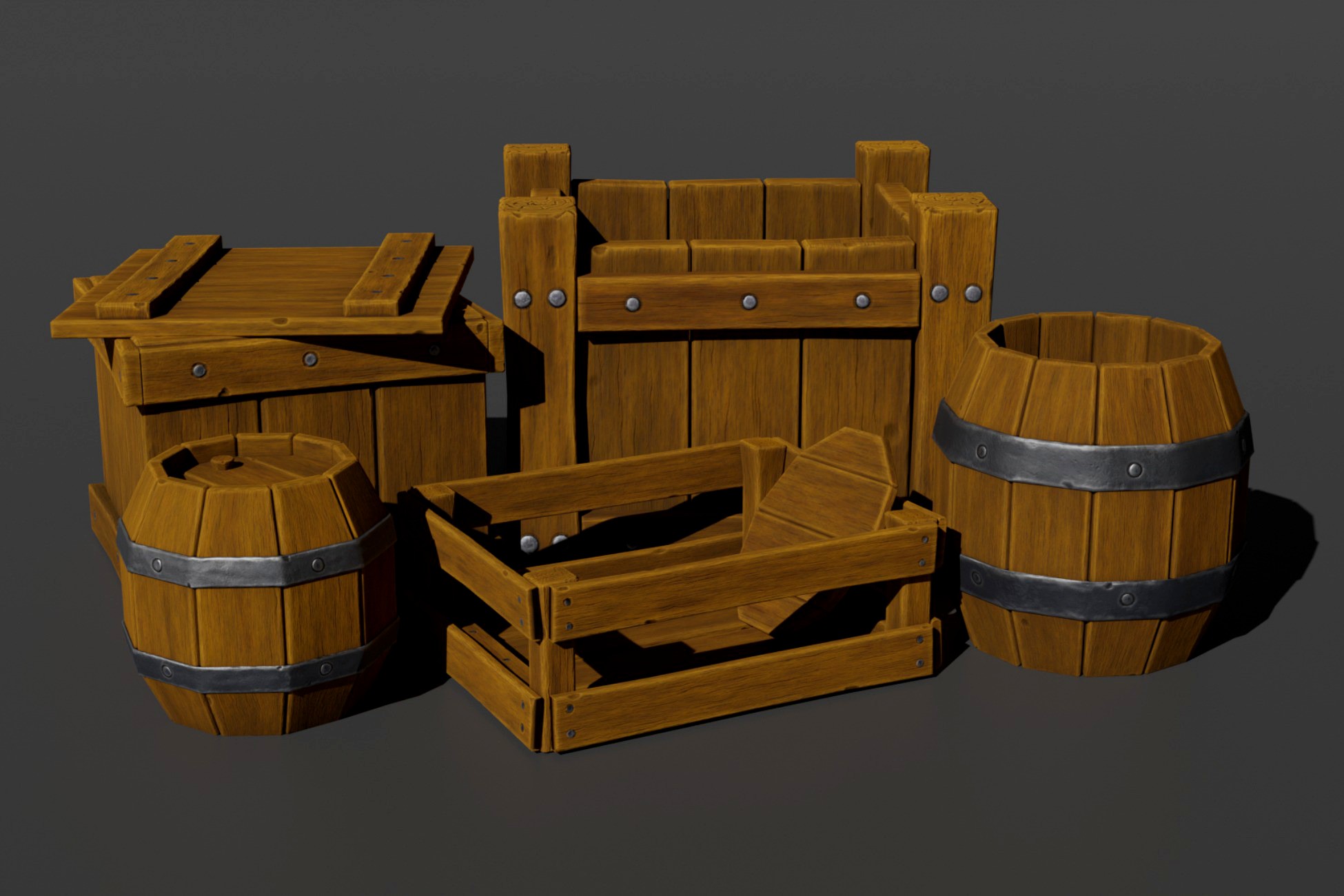 Stylized Boxes 3d model