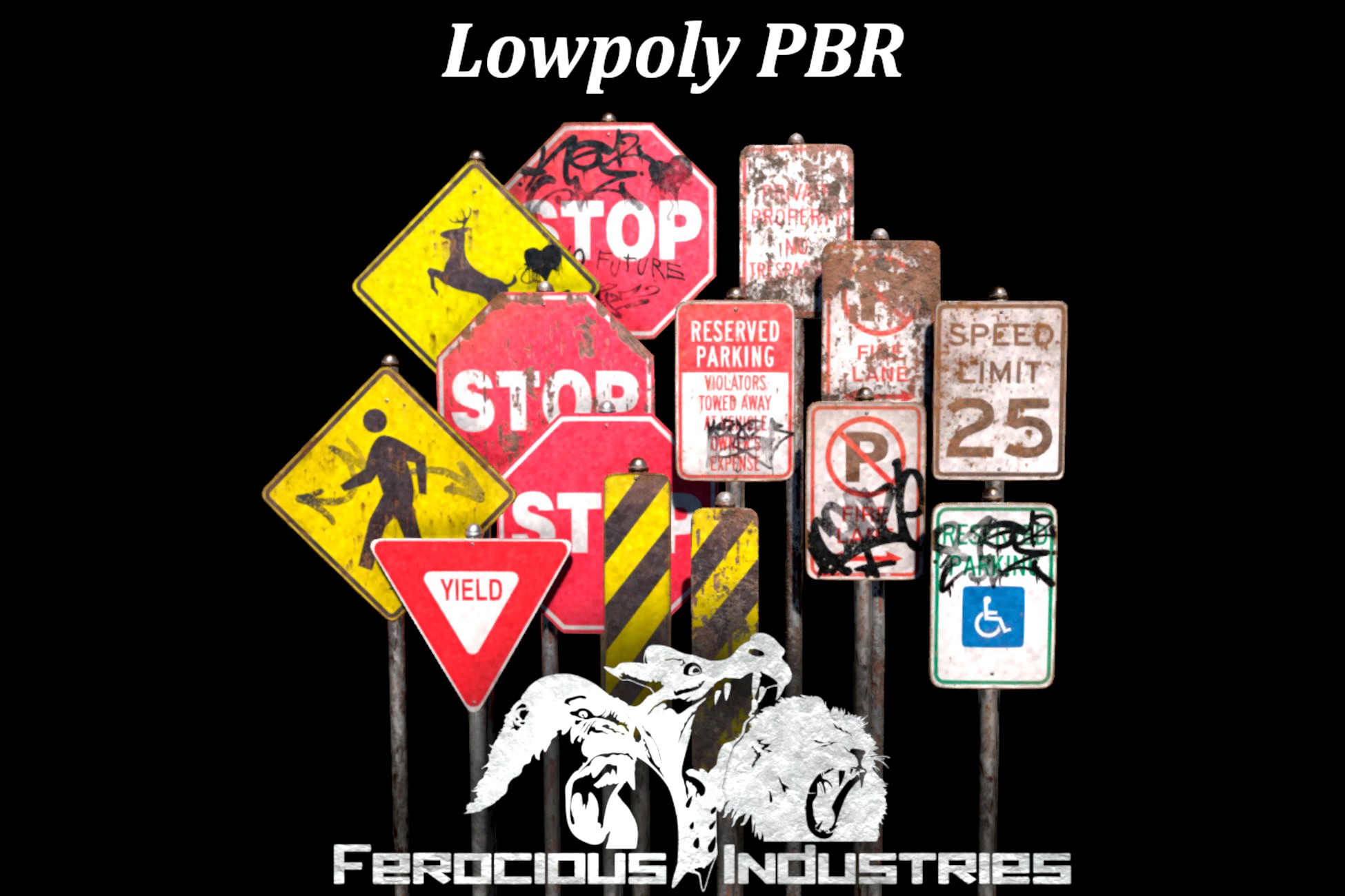 PBR Traffic Signs Pack - 4K 3d model