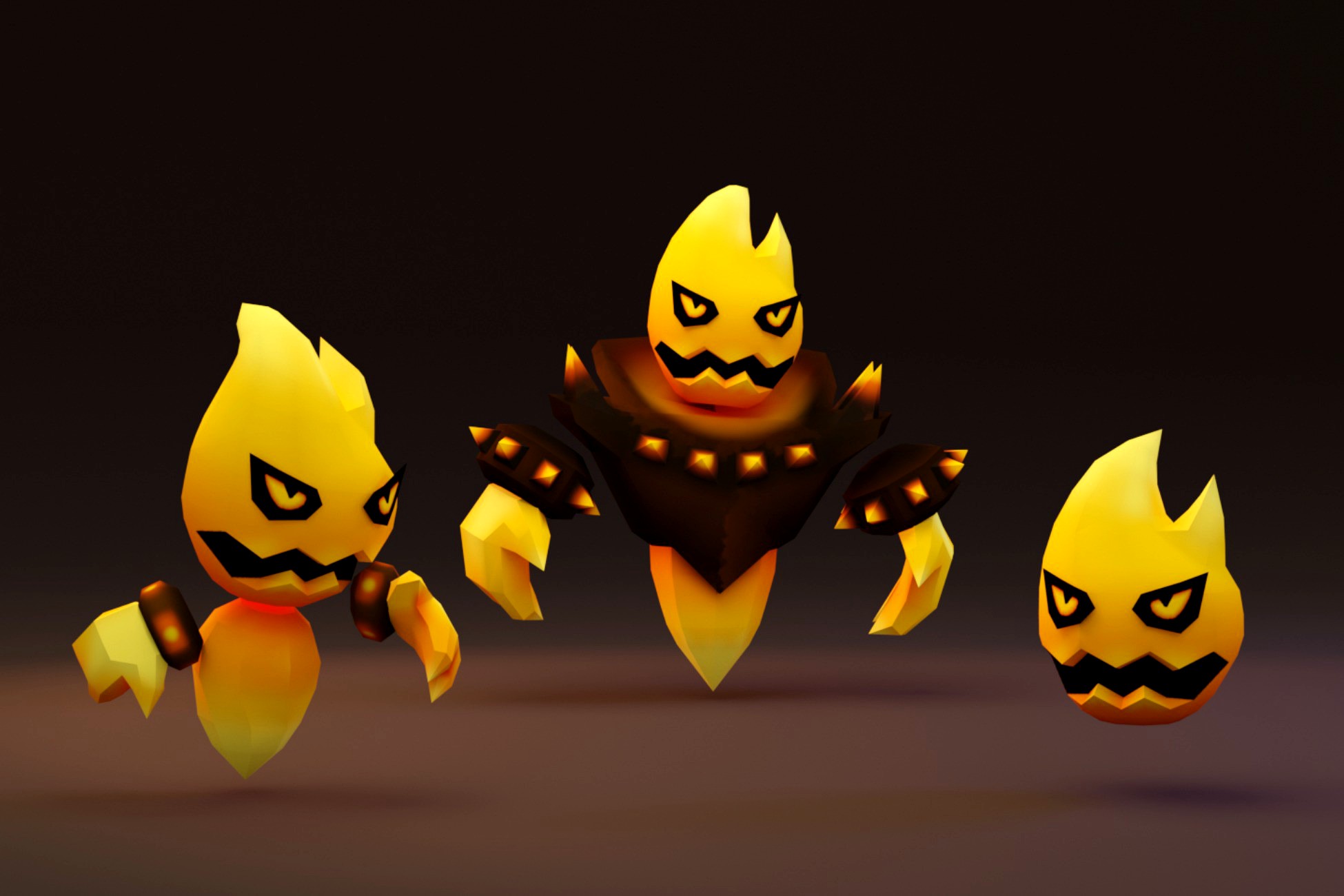 Animated Low Poly Tiny Fire Flame Cute Enemies Evolution Pack Series 3d ...