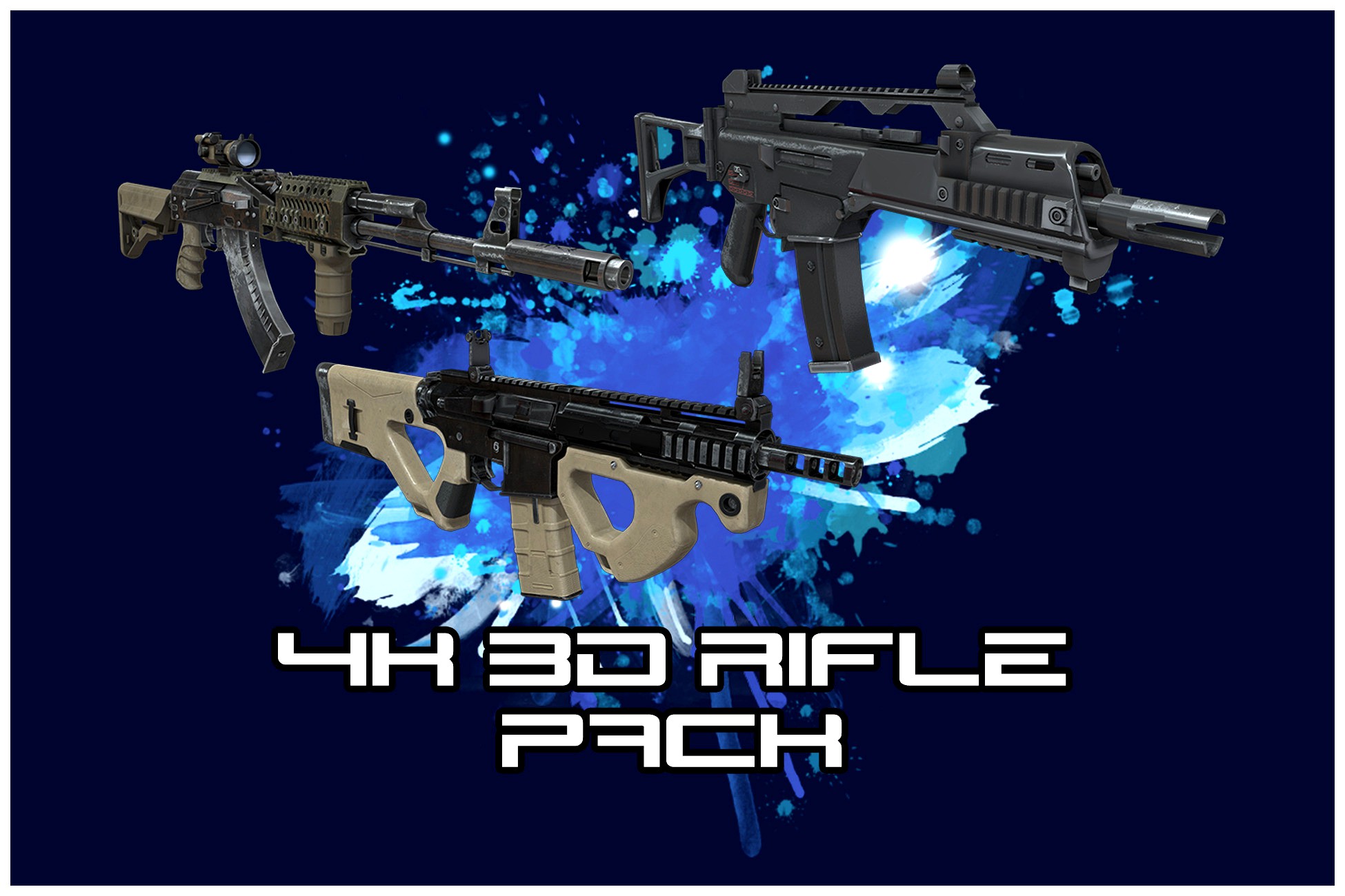 FPS Guns 4K Rifle Pack 3d model