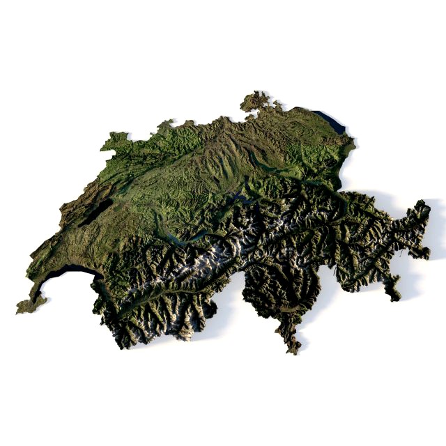 3D Relief map of Switzerland model