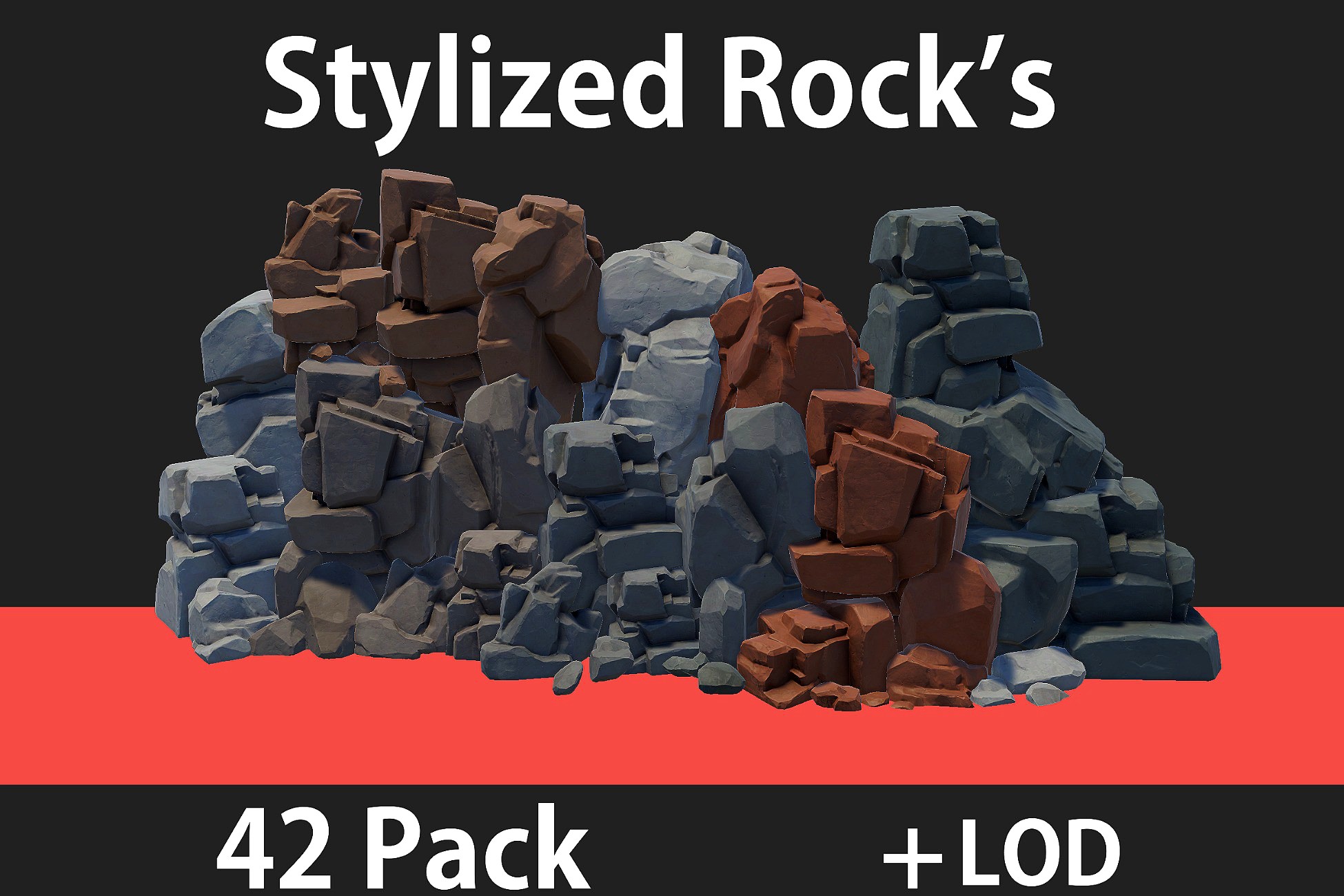 Stylized Rock Pack (game ready) 3d model