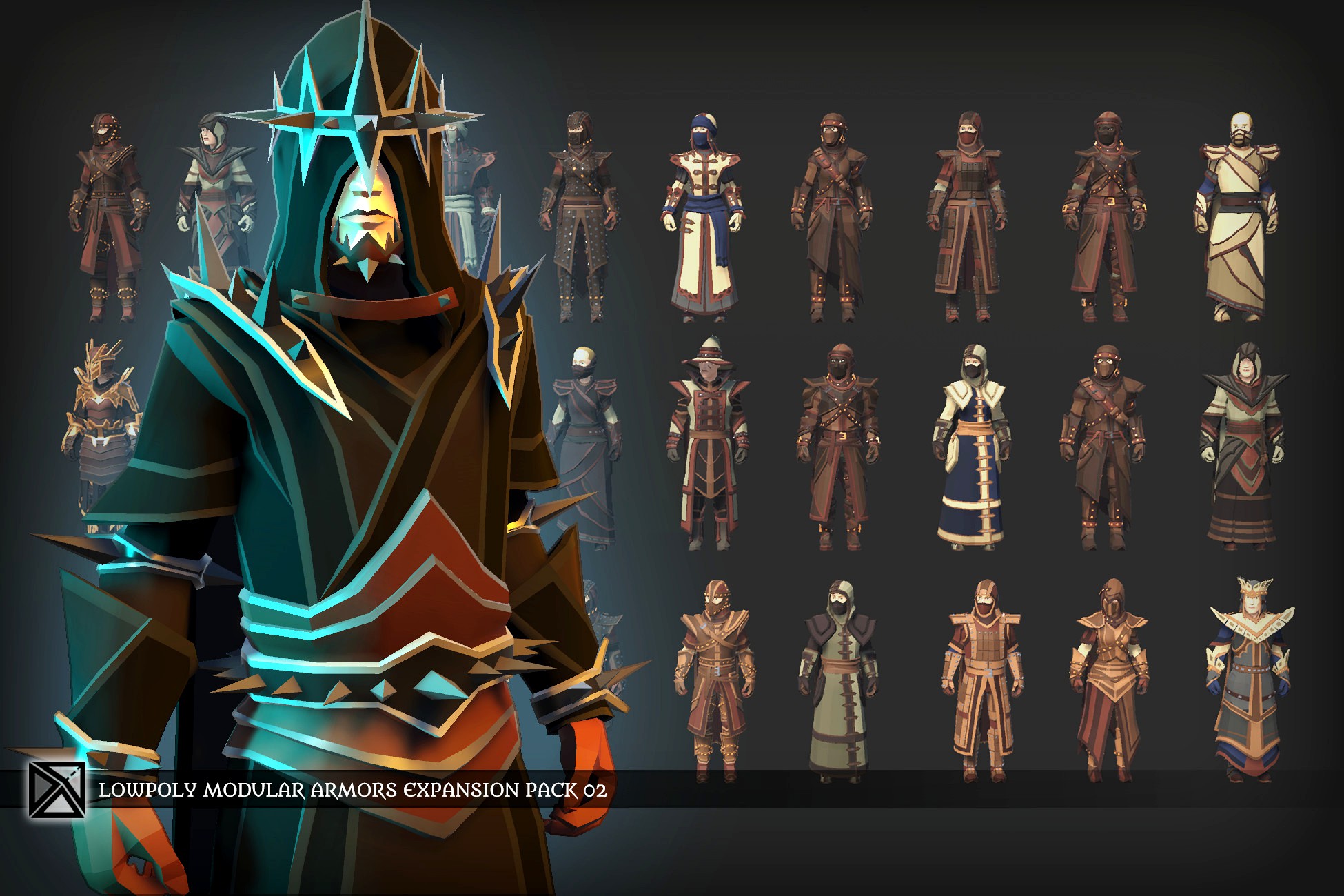 Lowpoly Modular Armors Expansion Pack 02 - MEDIEVAL FANTASY SERIES 3d model