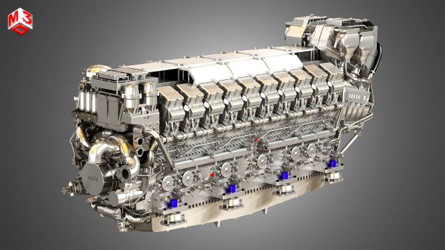 mtu-8000-20v engine 3d model