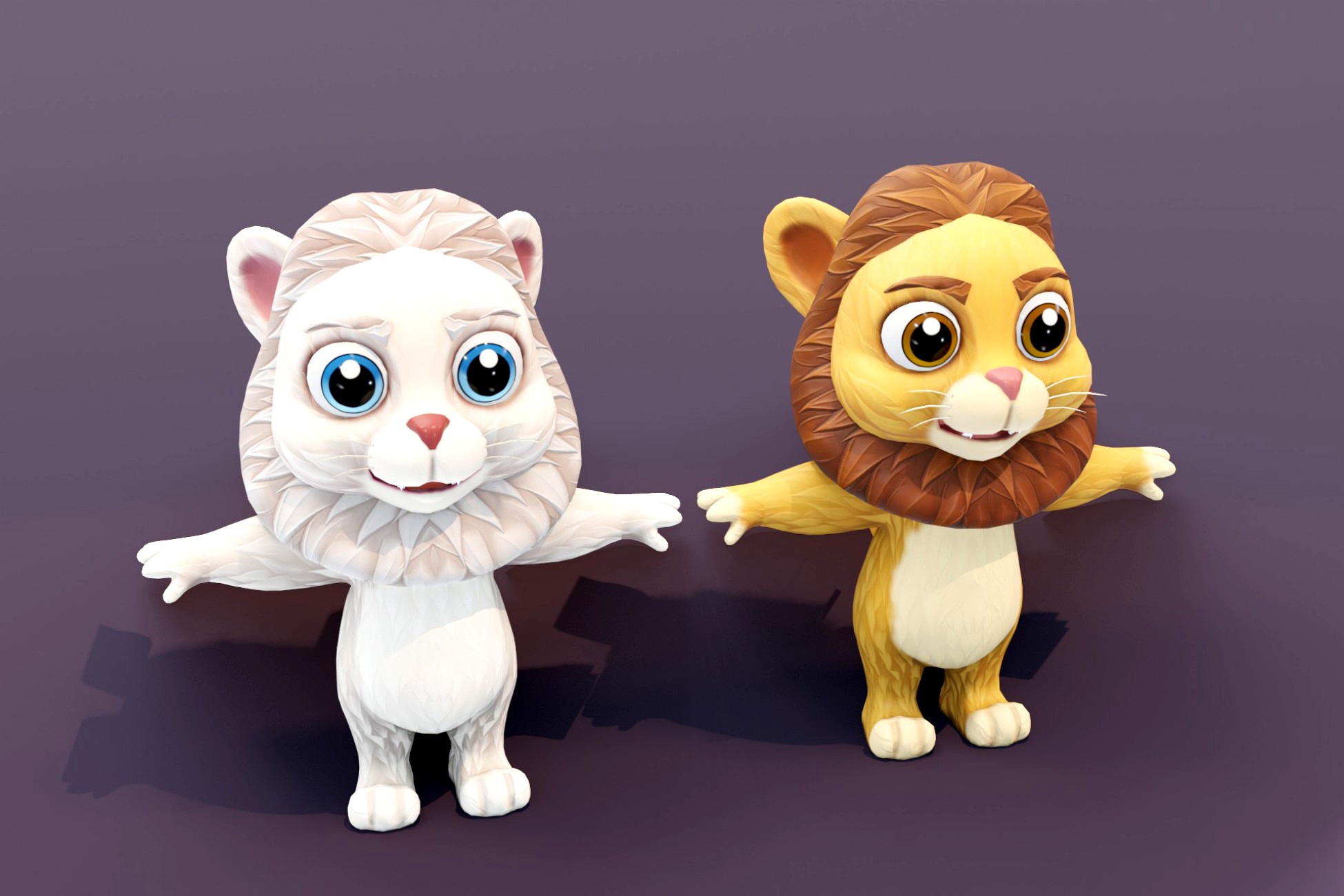 Cartoon Lion Rigged 3D Models Pack