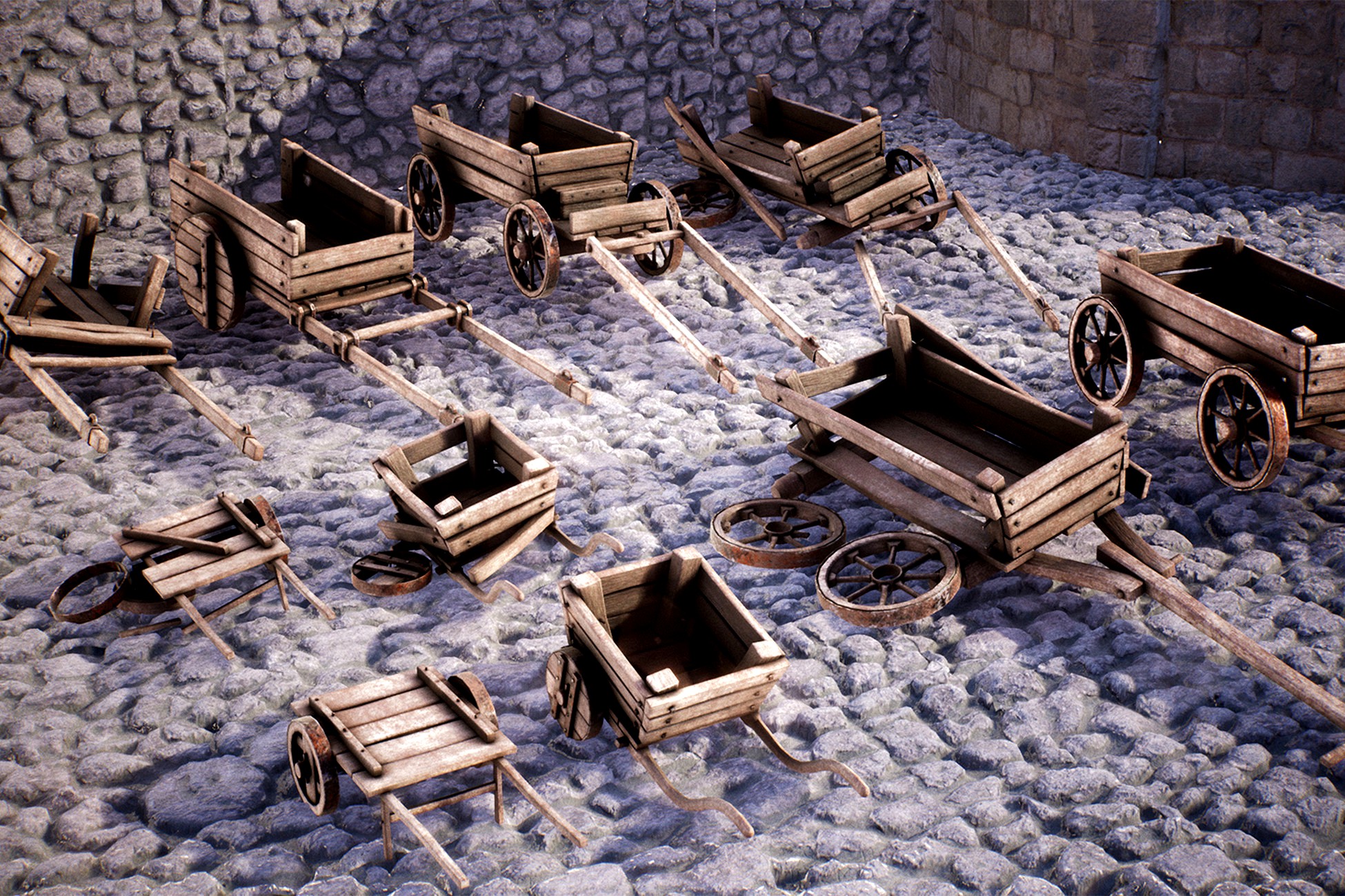 Medieval Carts / 10+ Variations 3d model