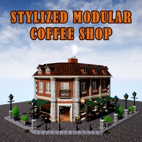Stylized Modular Coffee Shop 3d model