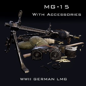 MG-15 with Accessories (WWII German LMG) 3d model