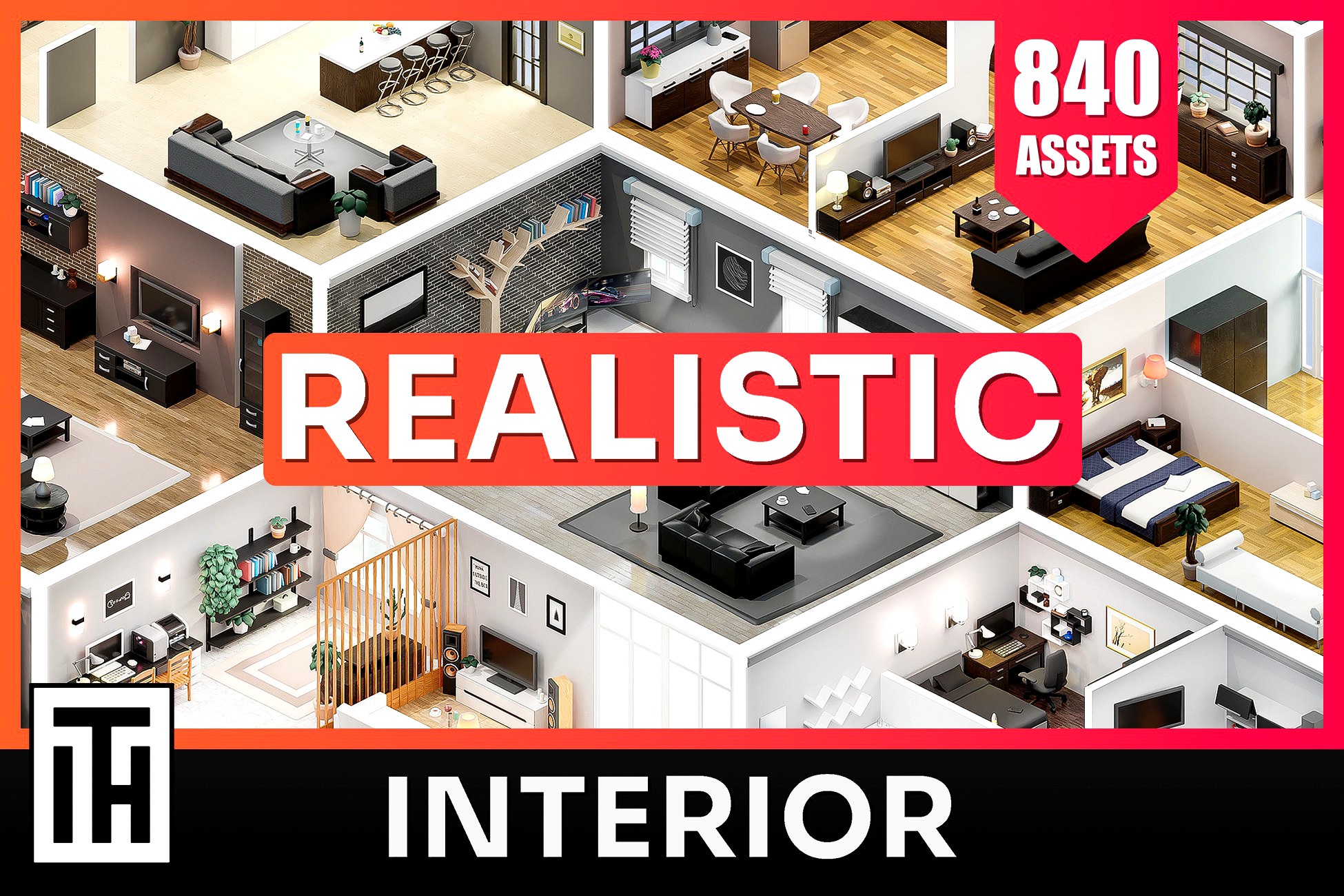 Interior Realistic - Low Poly 3D Models Pack