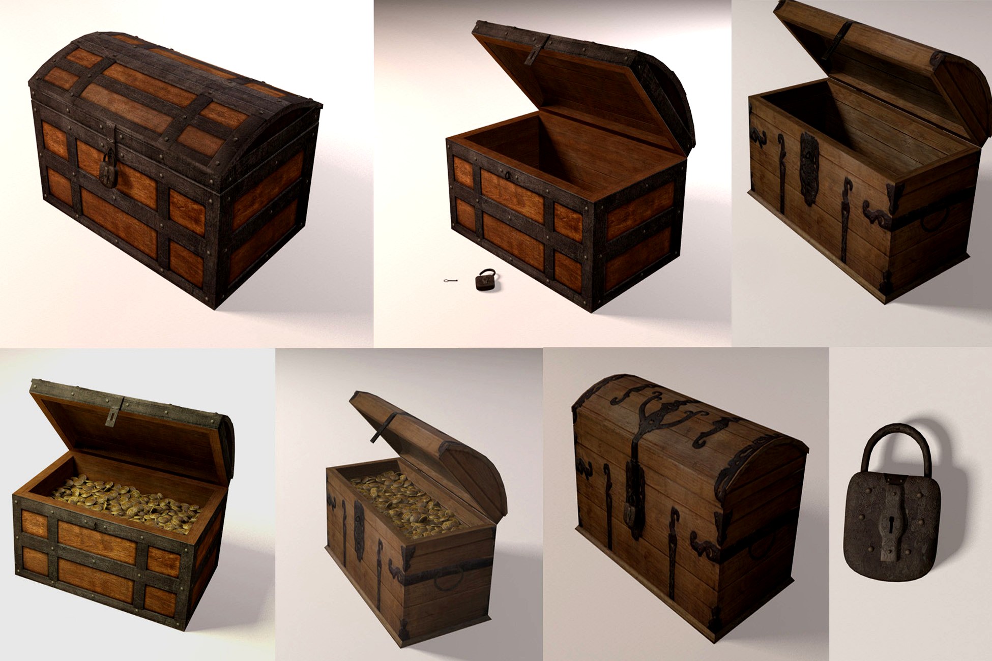 Pirate treasure chests 3d model