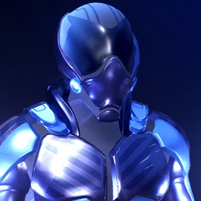 Stylized cyber ninja 3d model