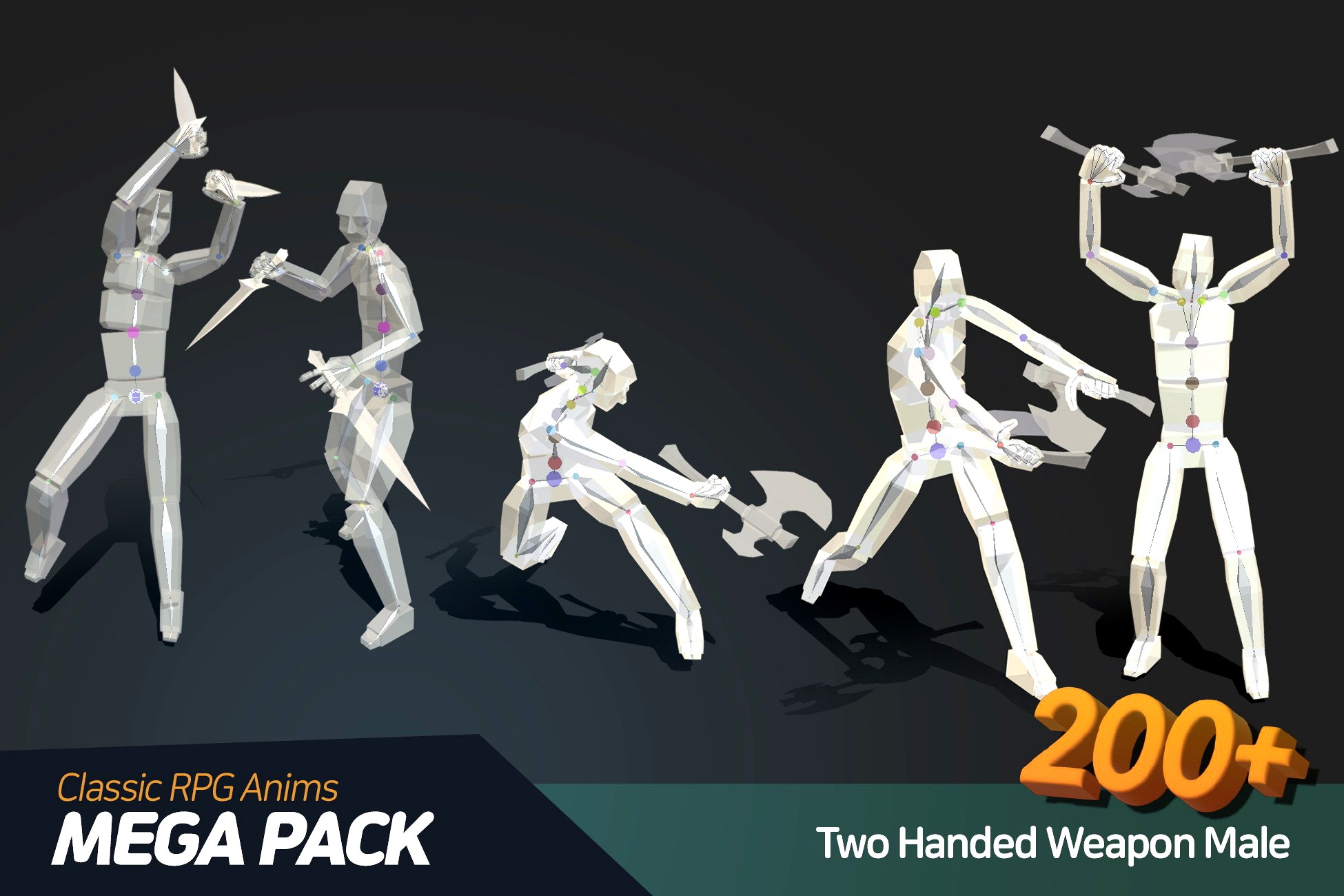 RPG Animation Mega Pack [Two handed weapon Male] 3d model